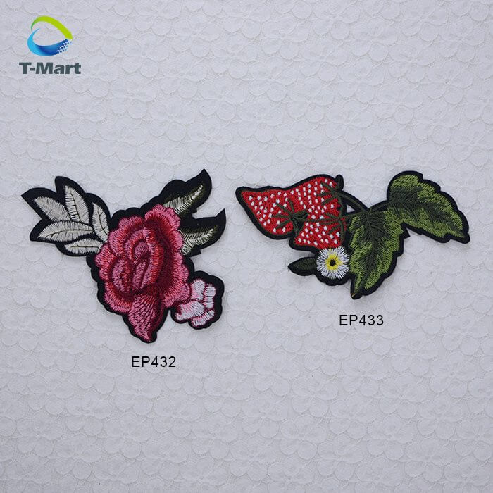 Strawberry Shape Floral Embroidery Patch for Wholesale